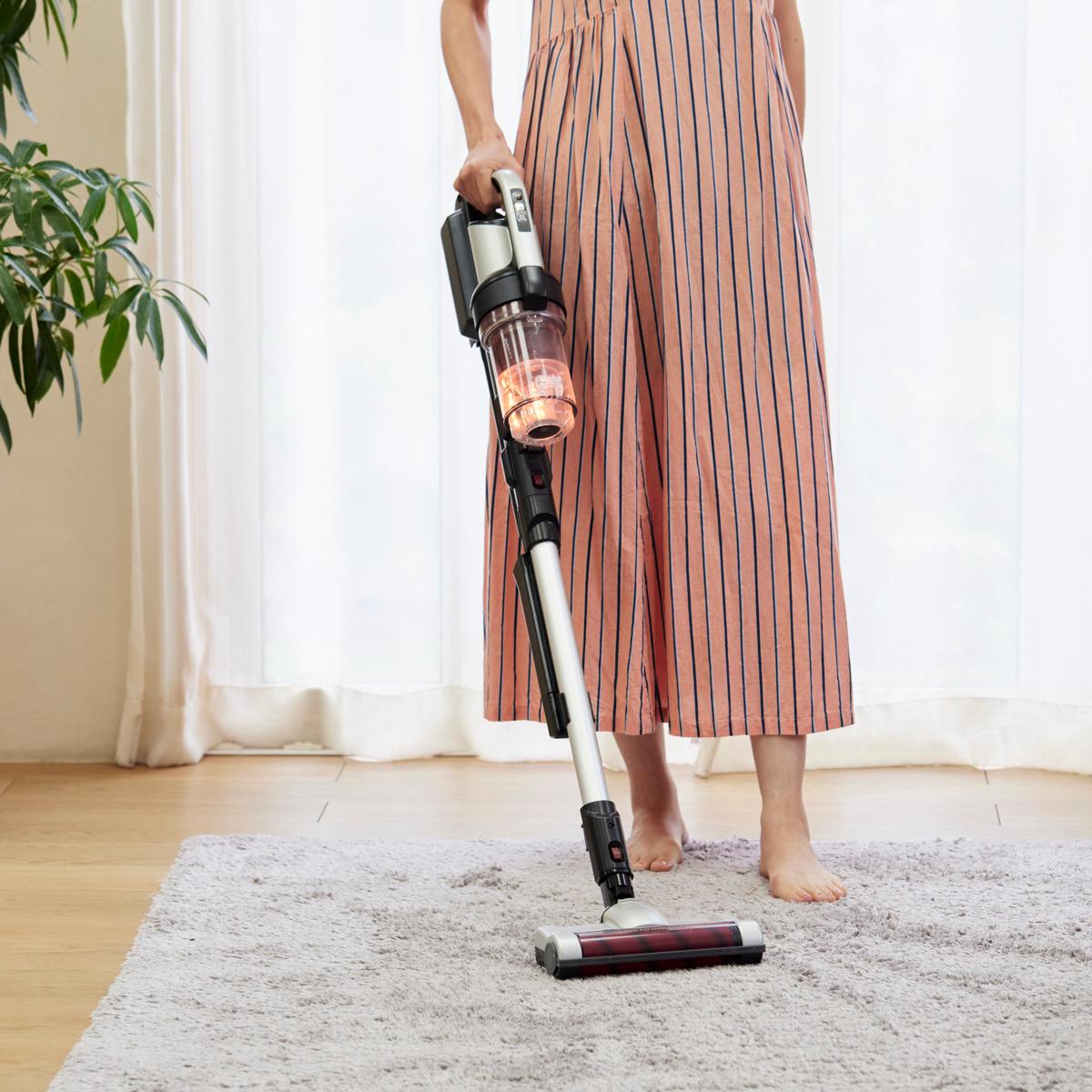 アイリスオーヤマ 充電式サイクロンスティッククリーナー パワーヘッド モップスタンド付 SCD-131P - アリススタイル